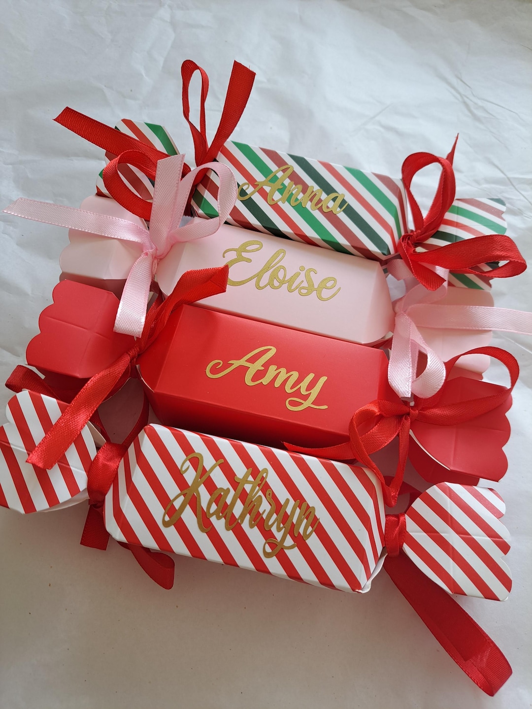 Christmas Crackers, Personalised Cracker, Red & White, Pink ...