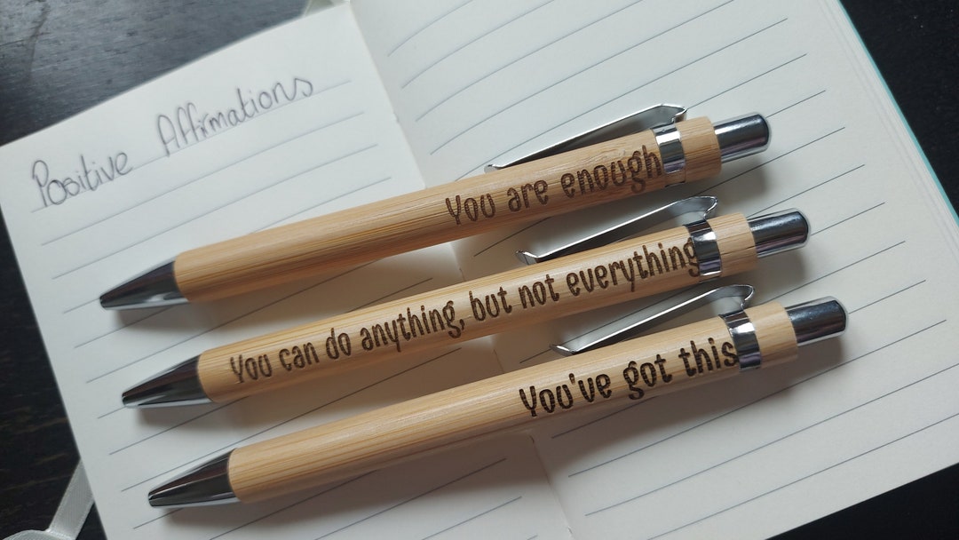 Positive Pens, Bamboo Pens, Wooden Engraved Pens, Birthday Gift ...