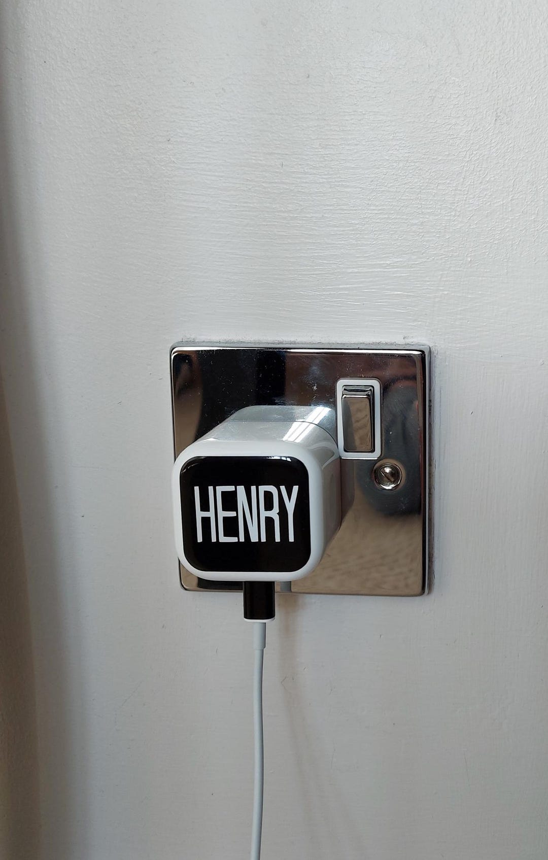 Personalised Label for Phone Charger iPhone Square Plug Custom Decal ...