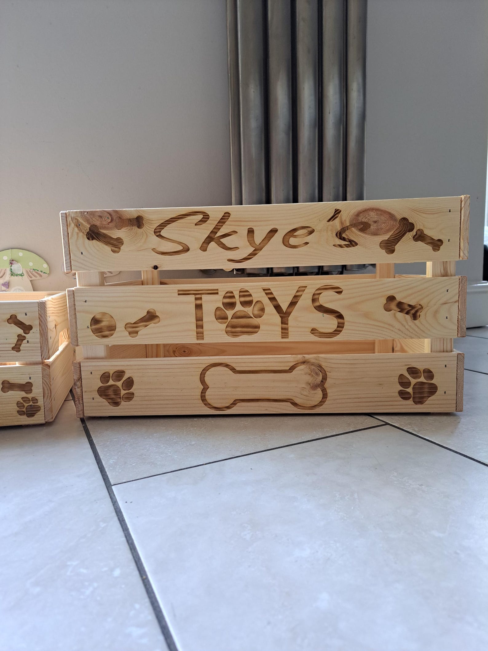 Dog Toy Box, Wooden Crate, Personalised For, New Puppy, Pet Supplies ...