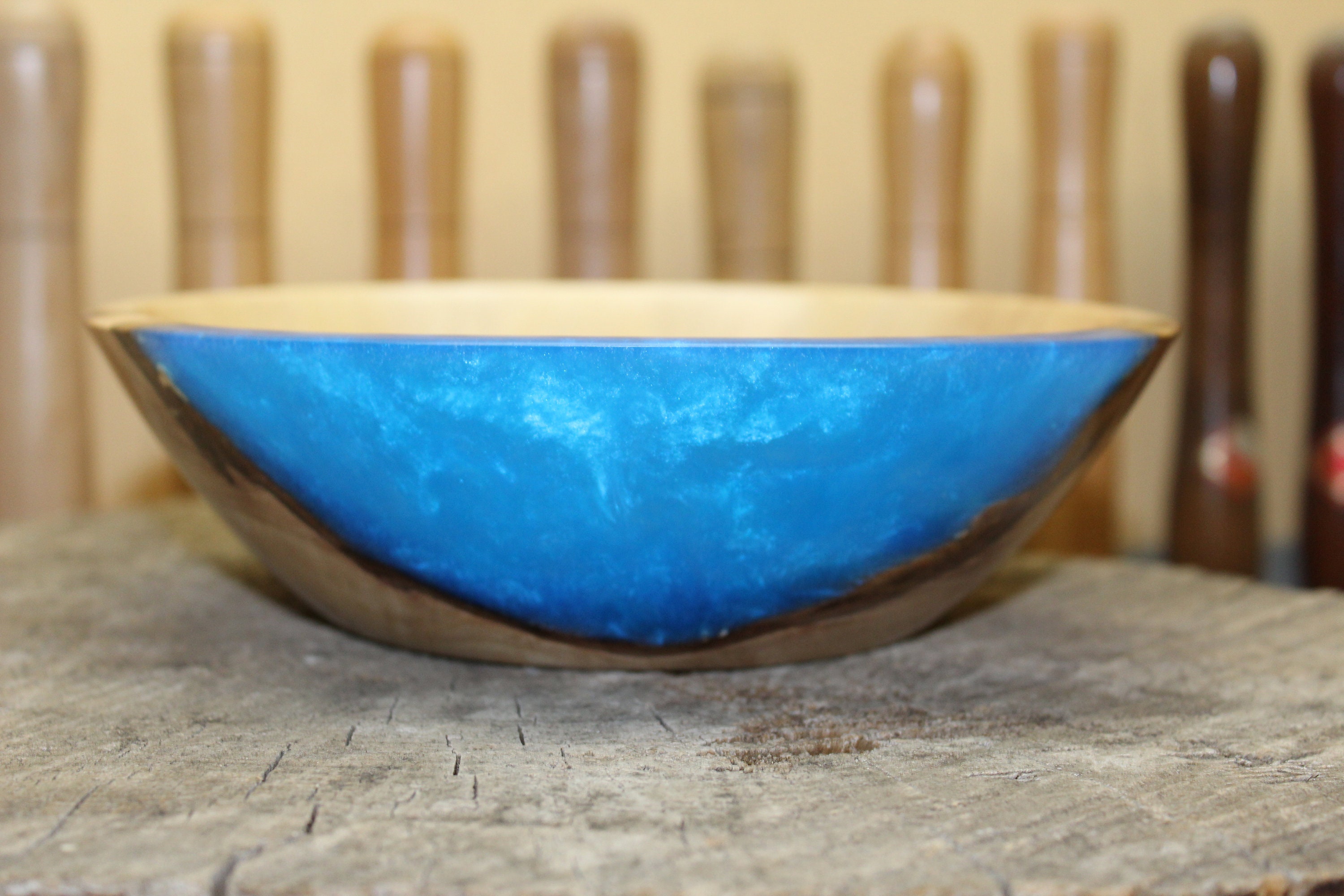 Walnut Epoxy Shell With Blue Epoxy Resin - Etsy UK