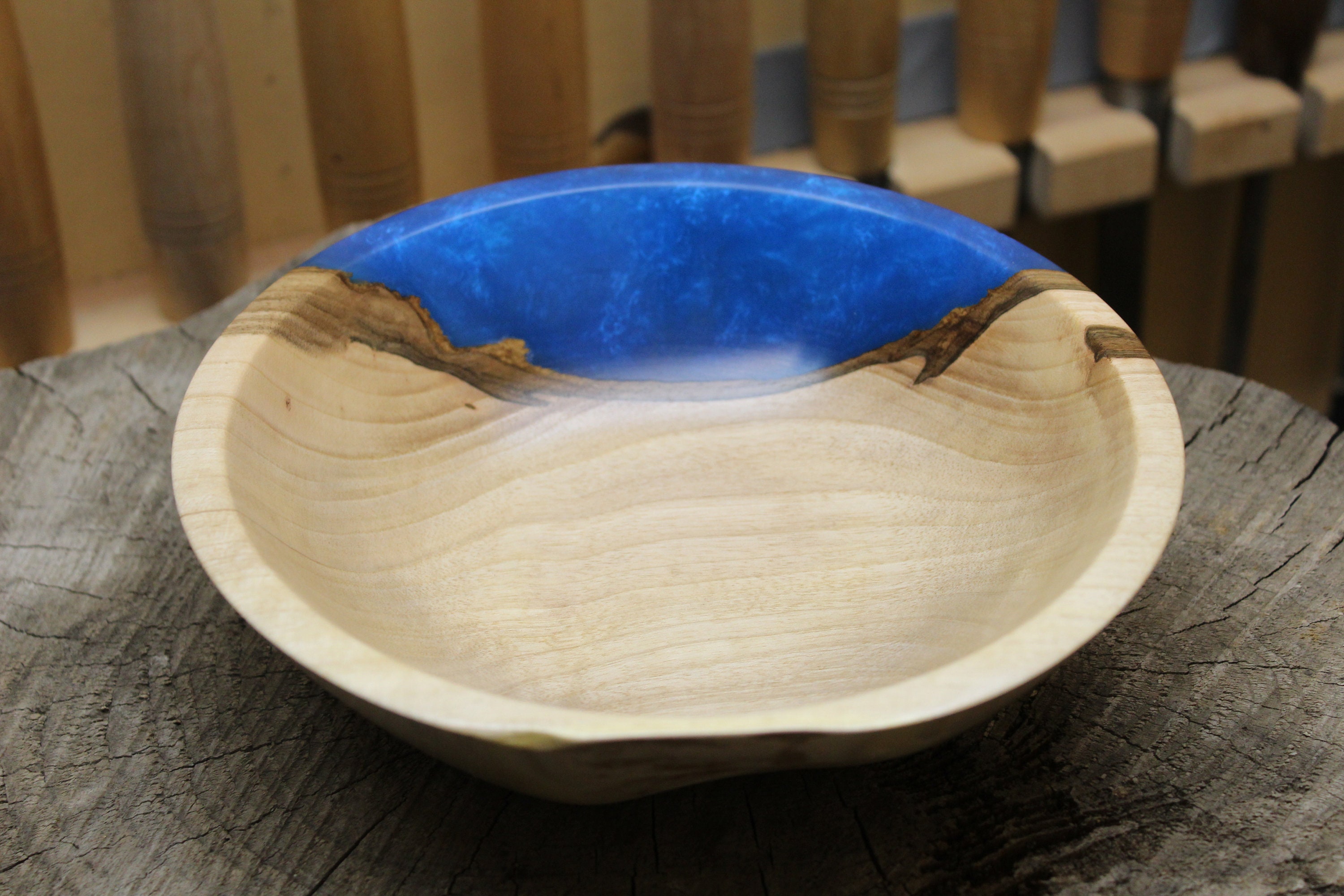 Epoxy shell made of walnut with blue epoxy resin | Etsy