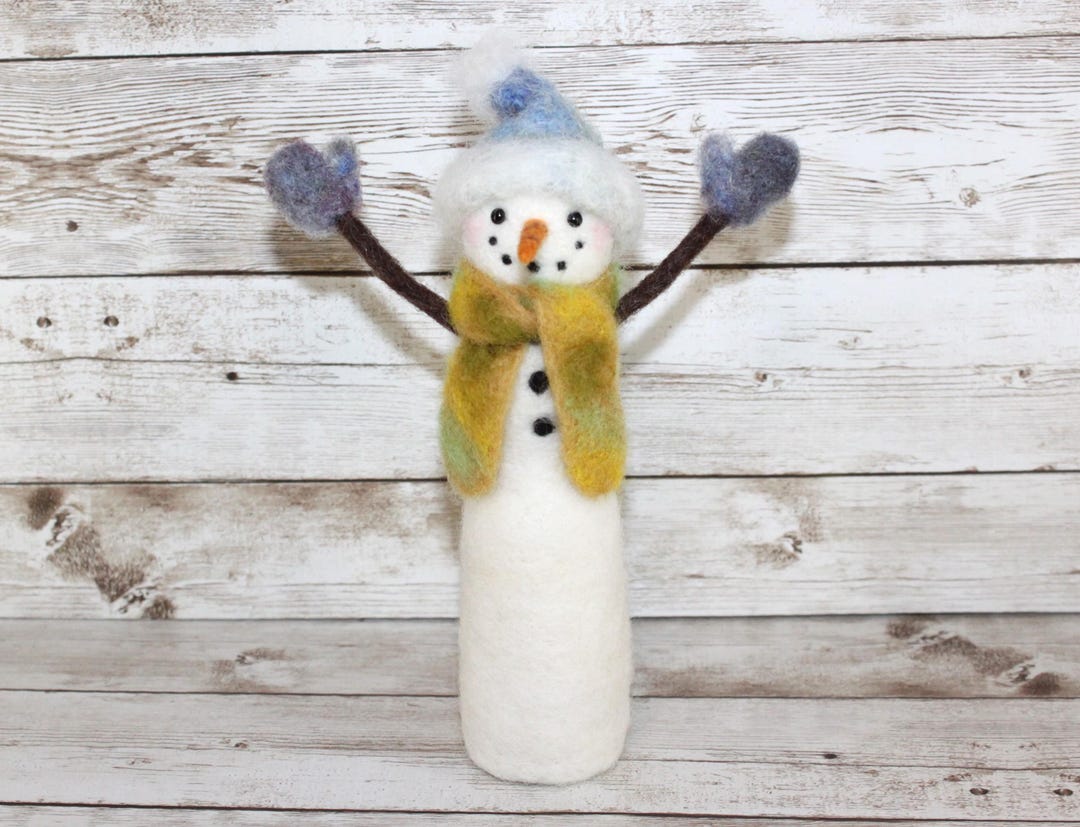 Needle Felted Snowman With Branch Arms - Etsy