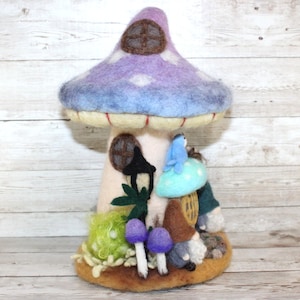 8 Inches Needle Felted Purple Mushroom House - Etsy