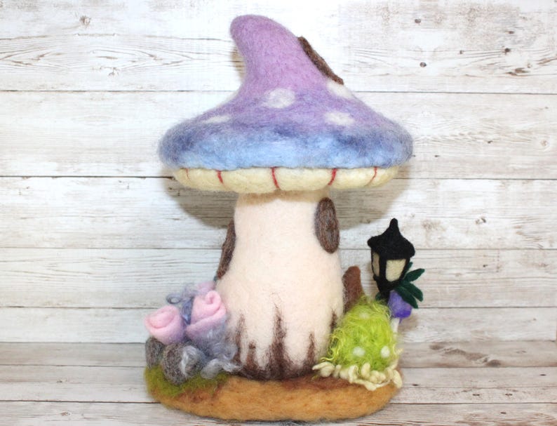 8 Inches Needle Felted Purple Mushroom House - Etsy