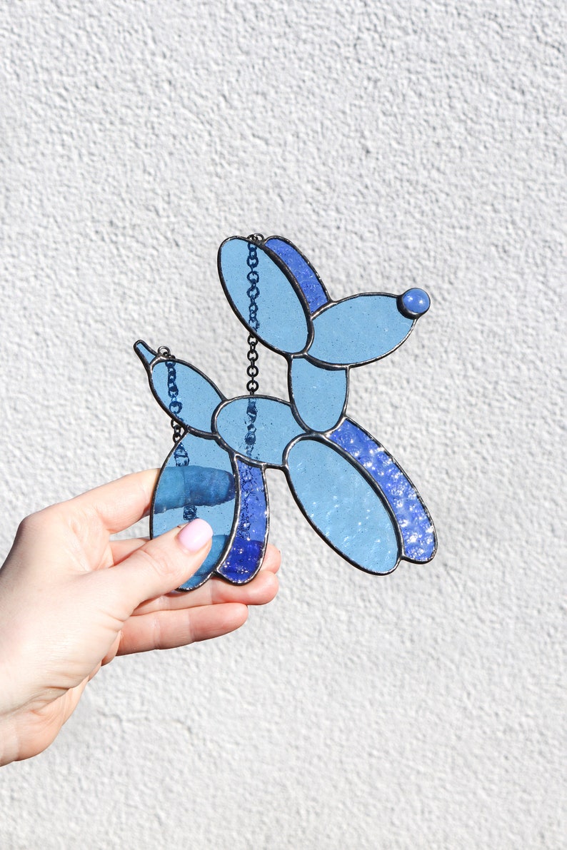 Suncatcher Balloon Dog Stained Glass House Home Decor Glass Wall Window ...