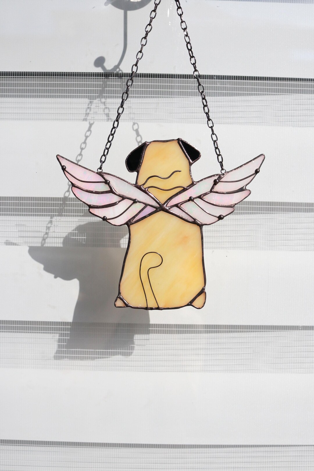Suncatcher Dog With Wings Stained Glass Decor for Home Handmade Gift ...