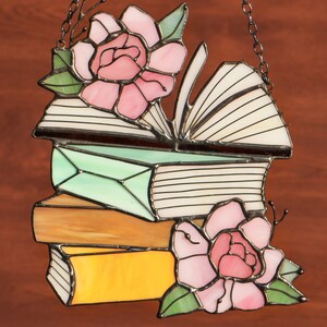 Suncather Flowers on the Books Stained Glass Hanging Decor Gifts for ...
