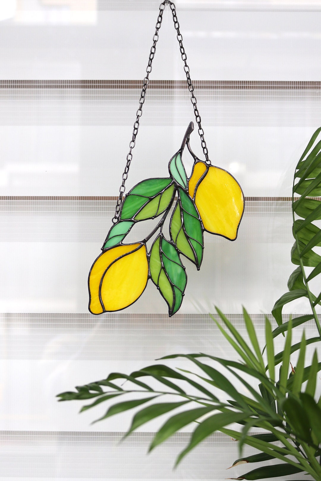Branch of a Lemon Tree Suncatcher Stained Glass Window Decor Hanging ...