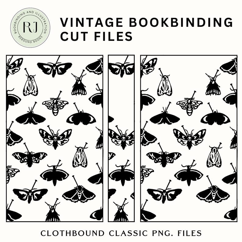 Vintage Bookbinding Cover & Spine PNG Design Files – Moth and Butterfly ...