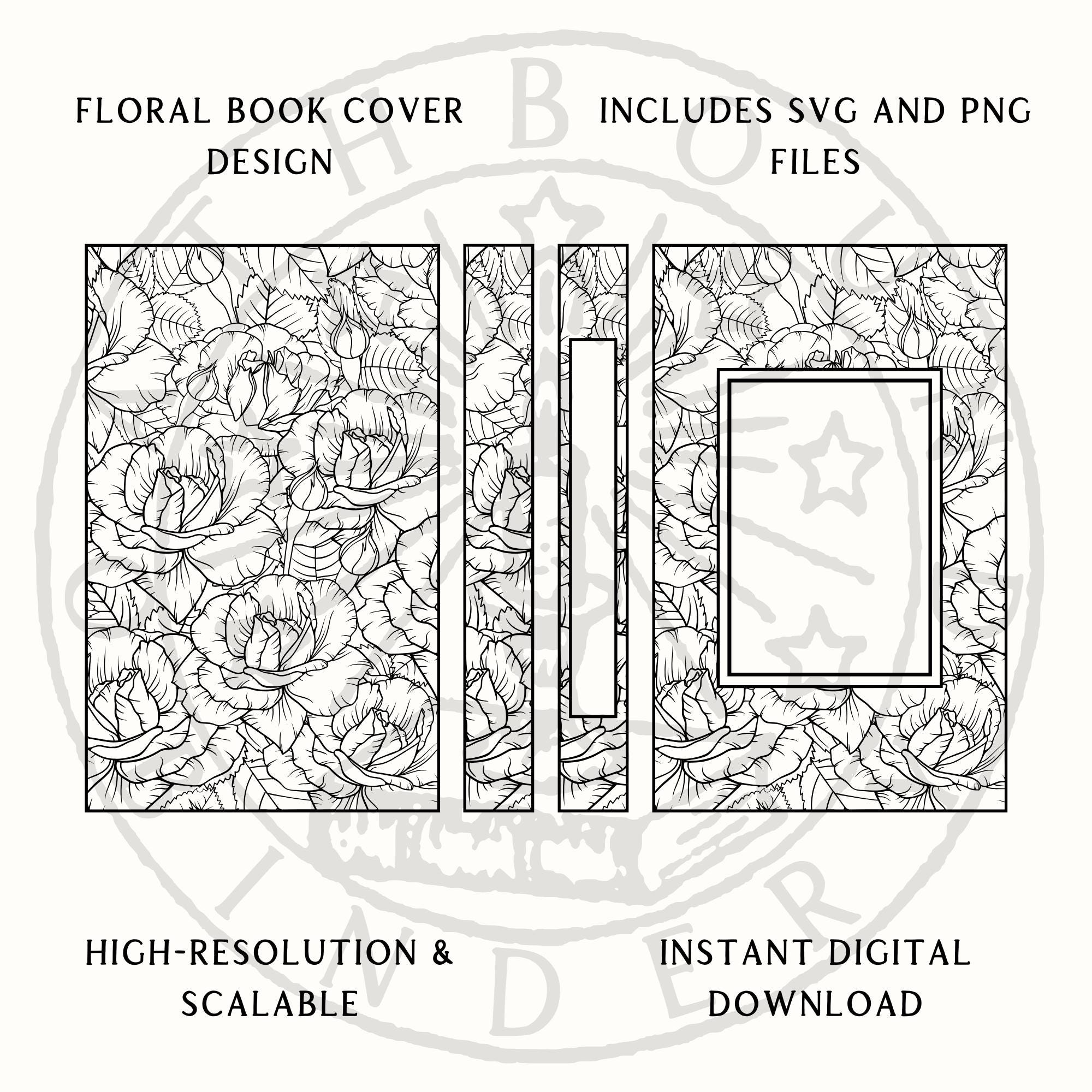Floral Bookbinding Book Cover SVG/PNG Design - Front, Spine and Back ...