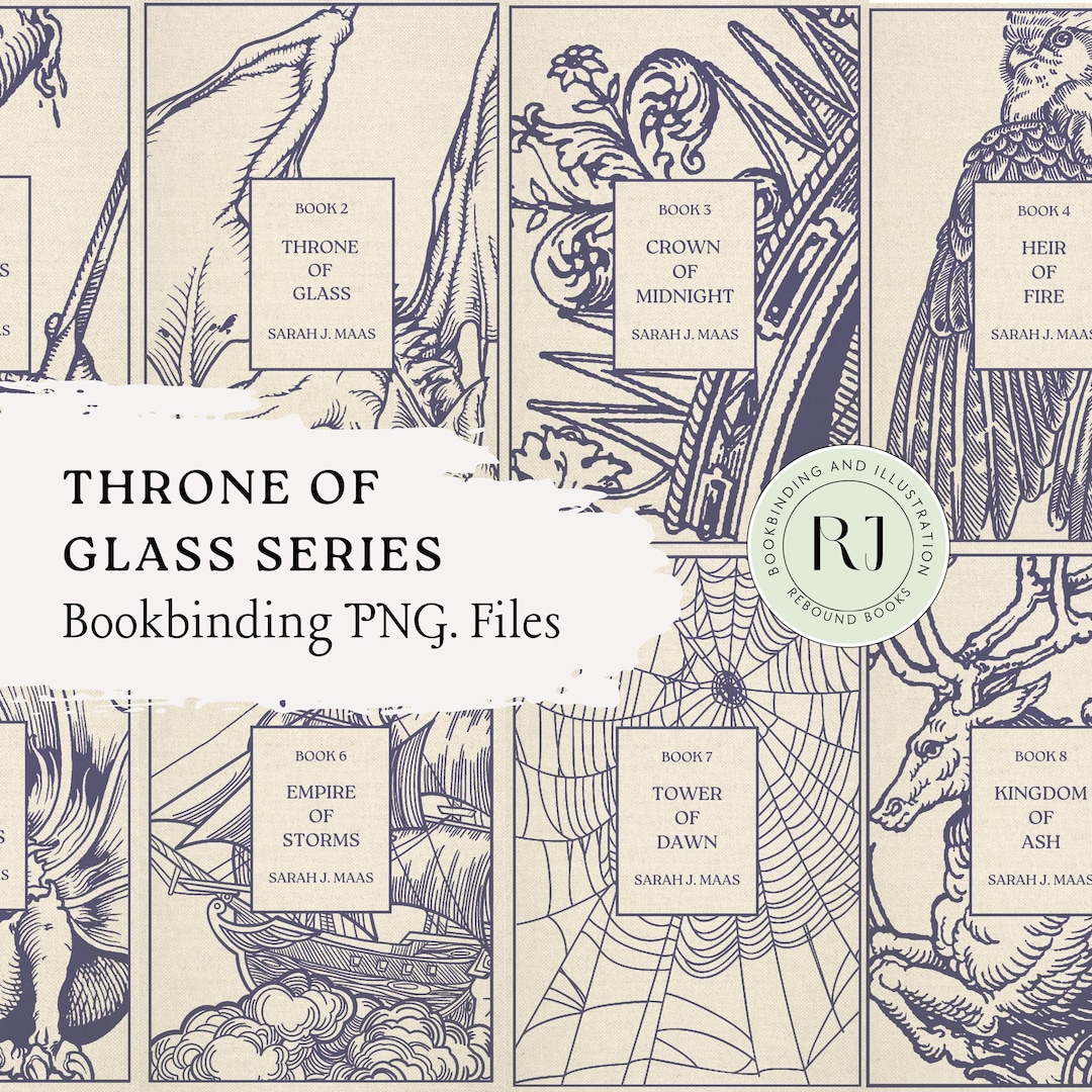Throne of Glass Series Bookbinding Cover Design PNG Files – Full Set of ...