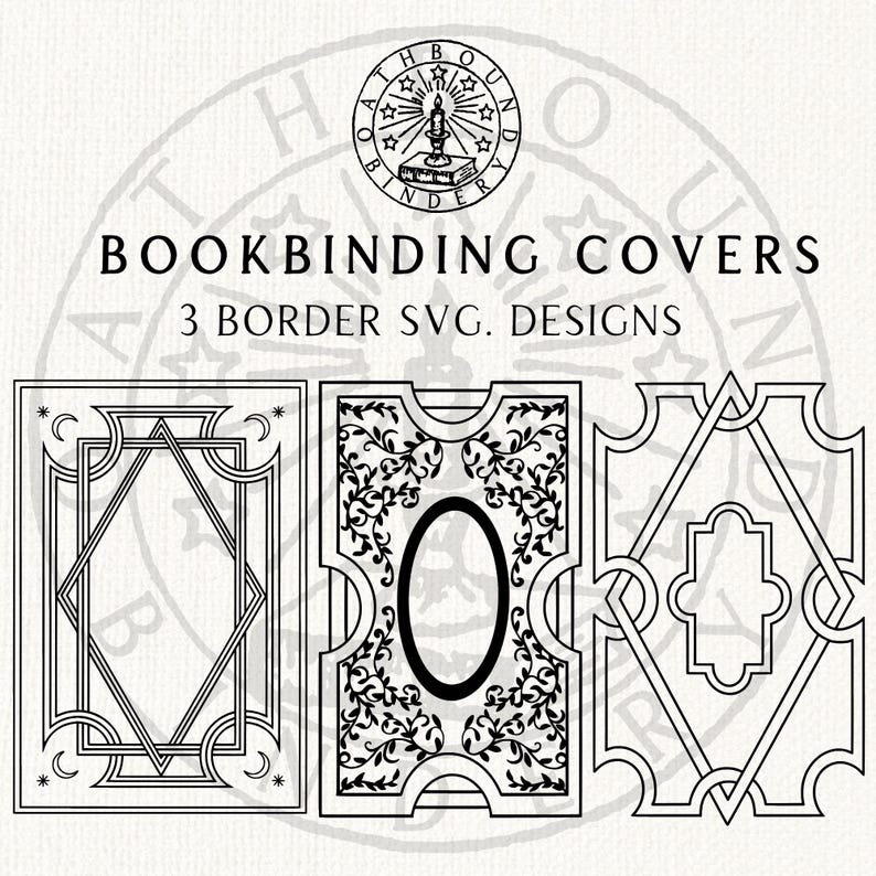 3 Bookbinding Cover SVG Cut Files - Floral and Border Book Front Cover ...