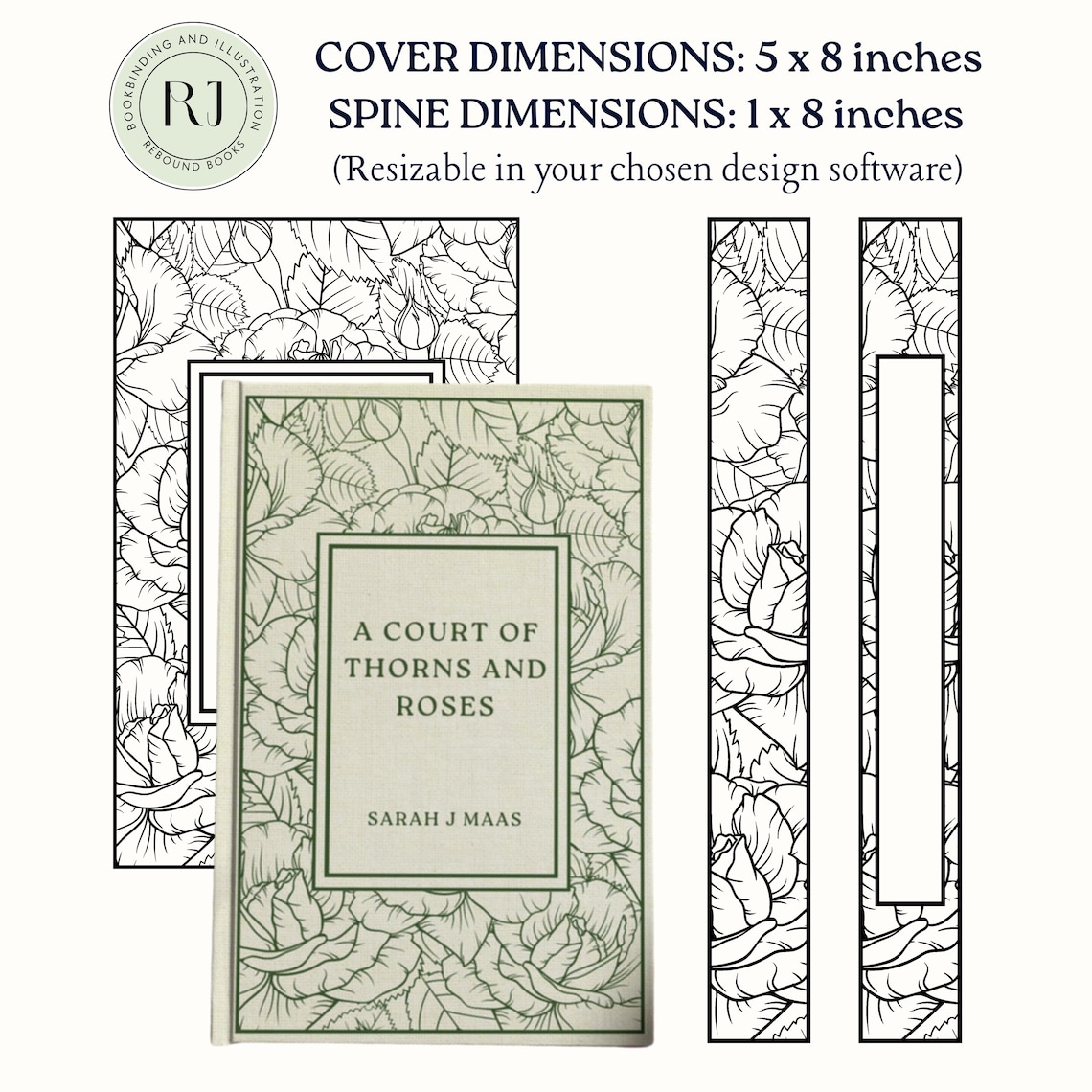 20 Bookbinding Covers, Floral Bundle - Fully Customisable With Spine ...