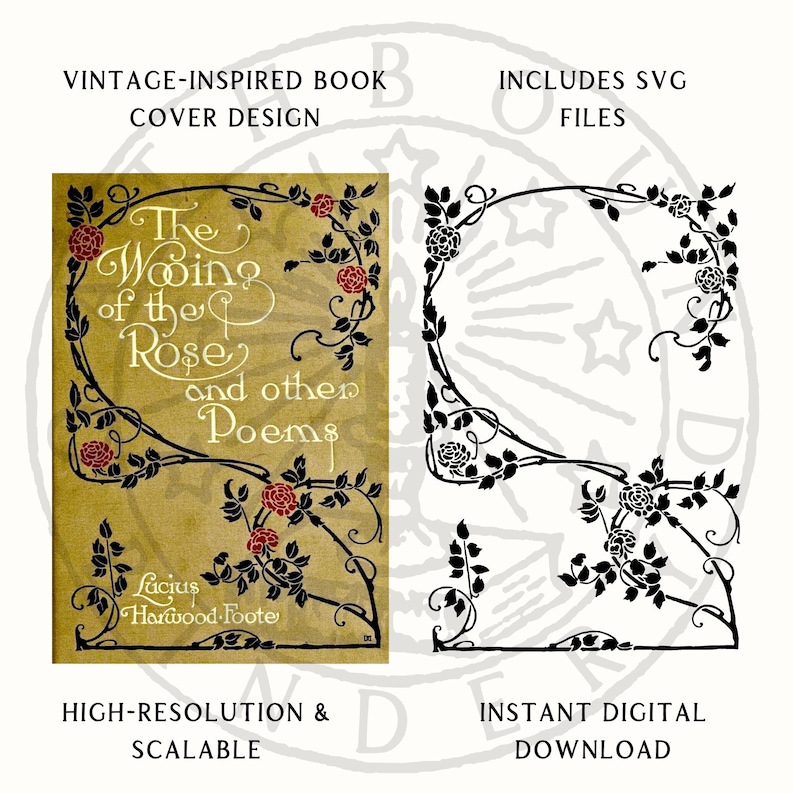 Vintage Rose Bookbinding Book Cover SVG - Floral Front Cover Design ...