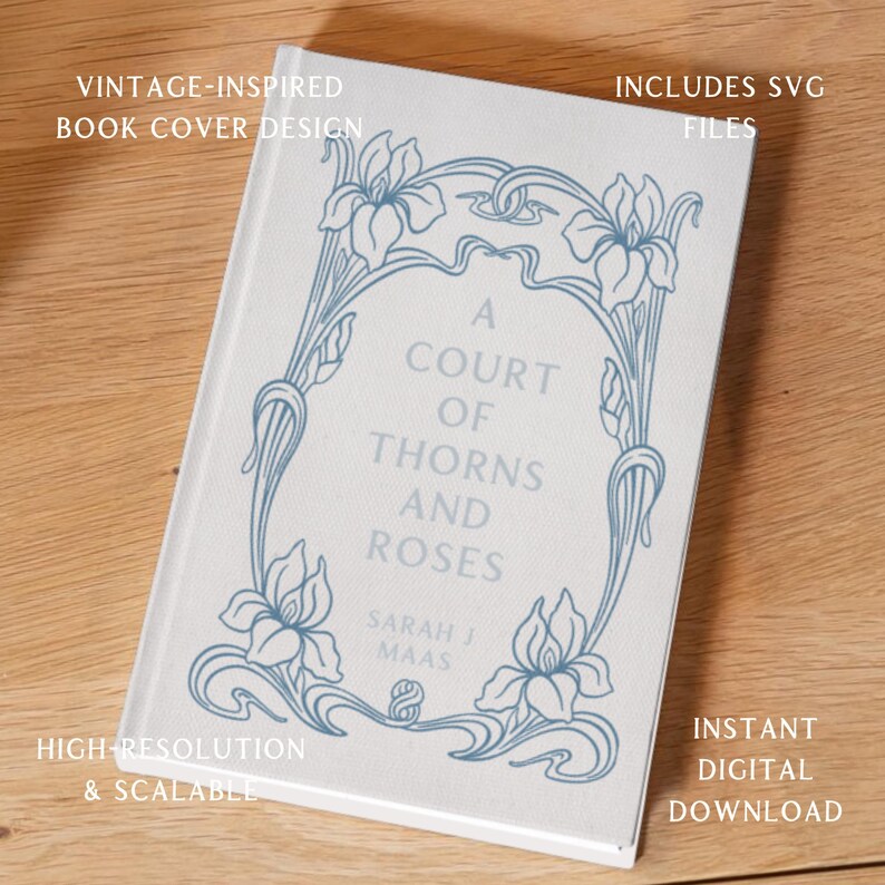 Floral Bookbinding Book Cover SVG Design - Vintage Front Cover Design ...