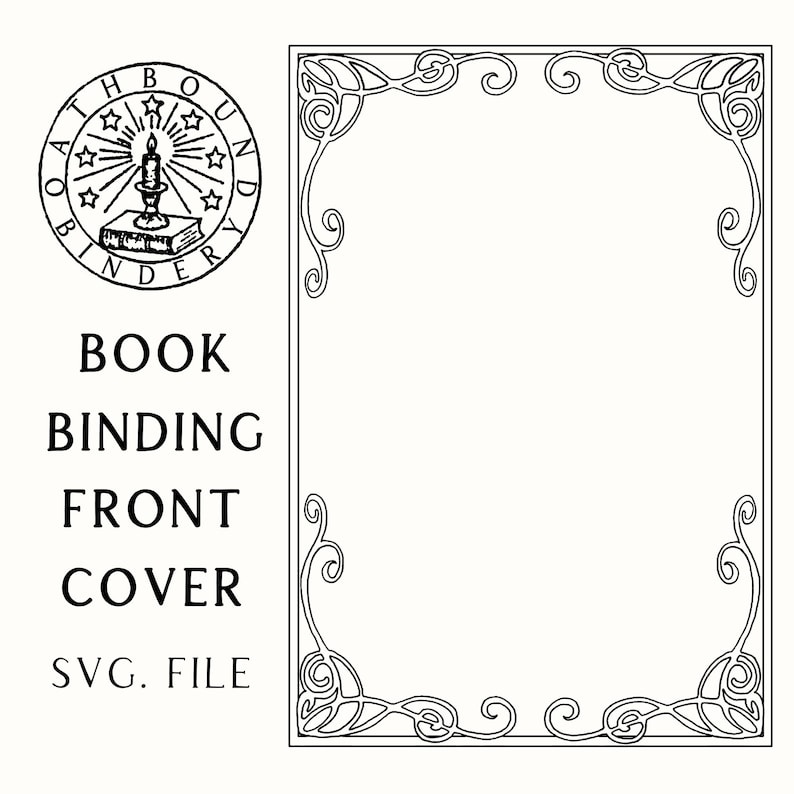 Bookbinding Cover SVG Cut File - Vintage Book Front Cover Design Files ...