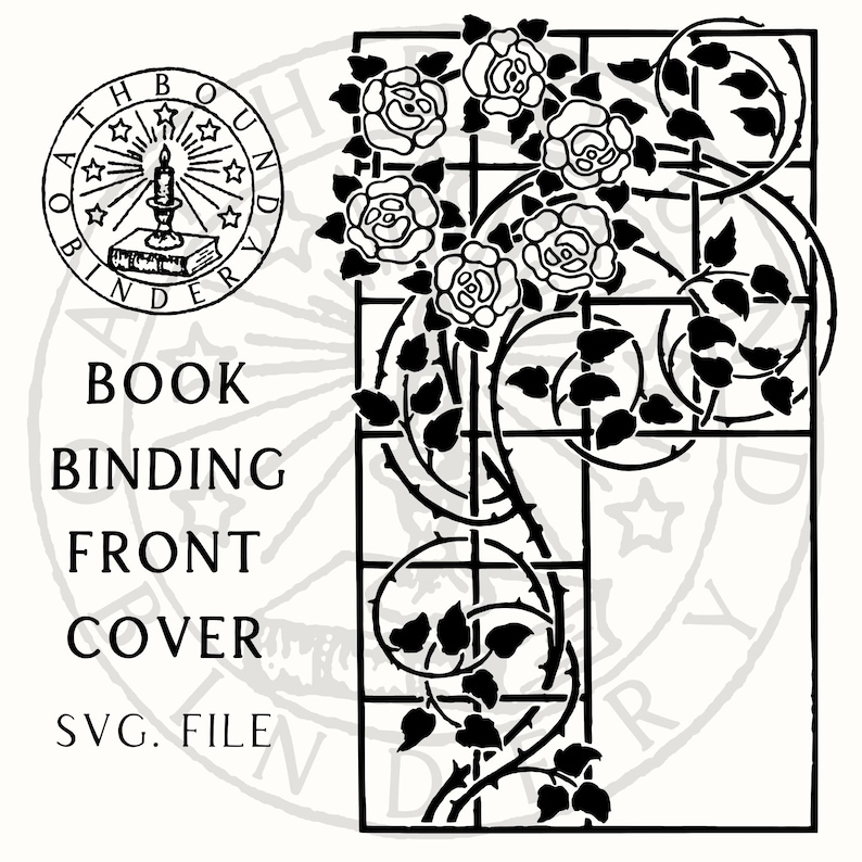 Floral Rose Bookbinding Book Cover SVG - Vintage Front Cover Design ...