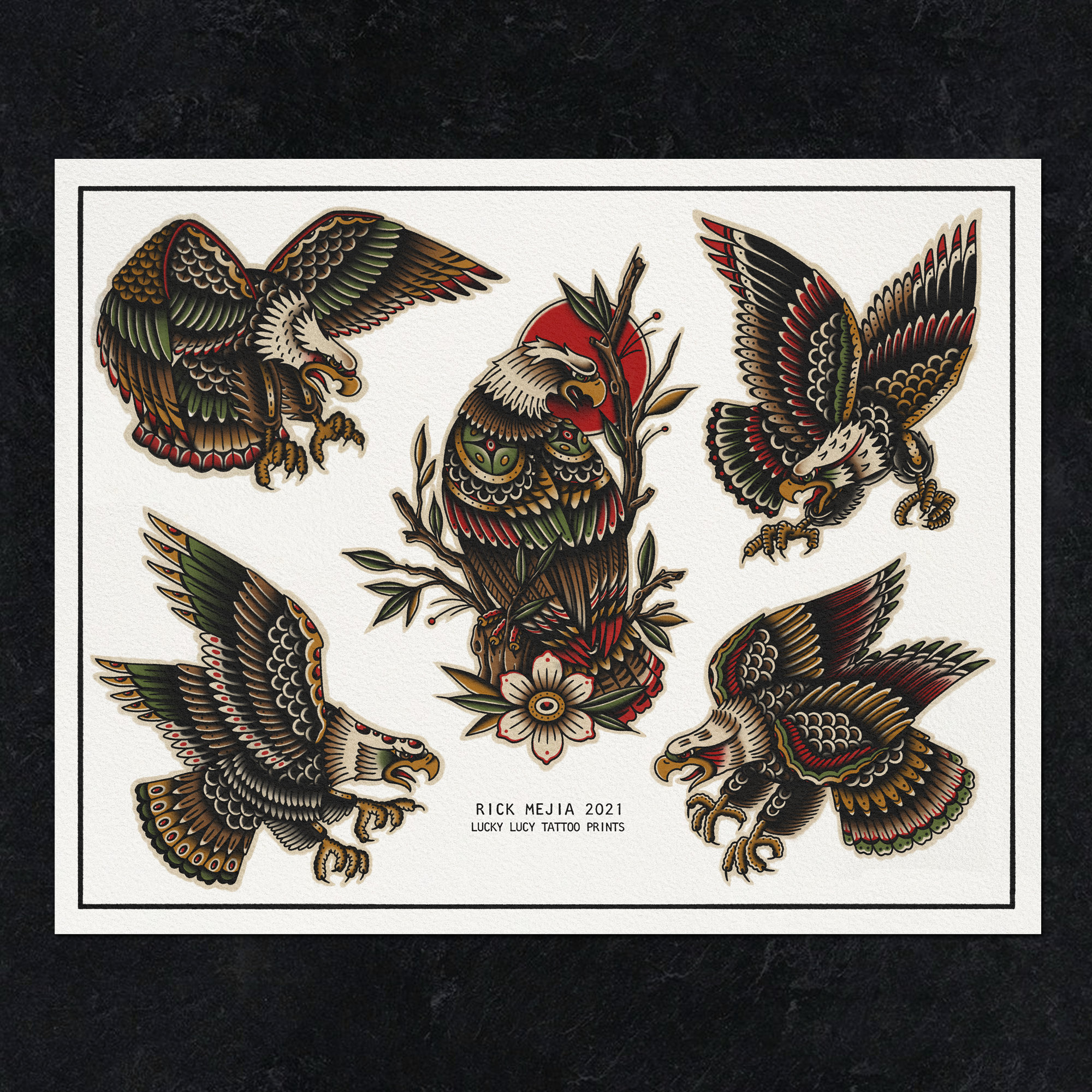 Traditional Eagle Chest Tattoo Flash