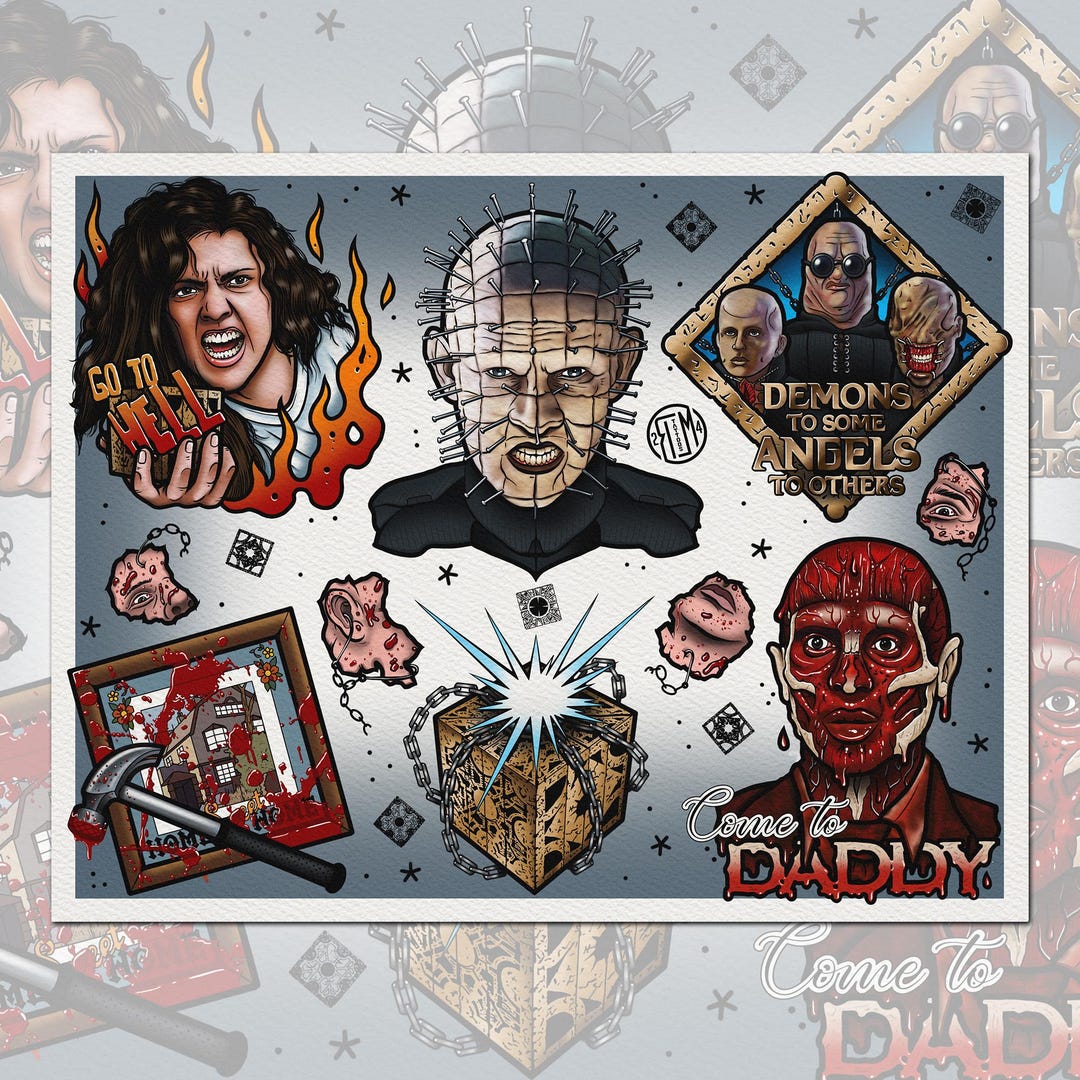 Print 11x14 "hellraiser" Tattoo Flash - Etsy
