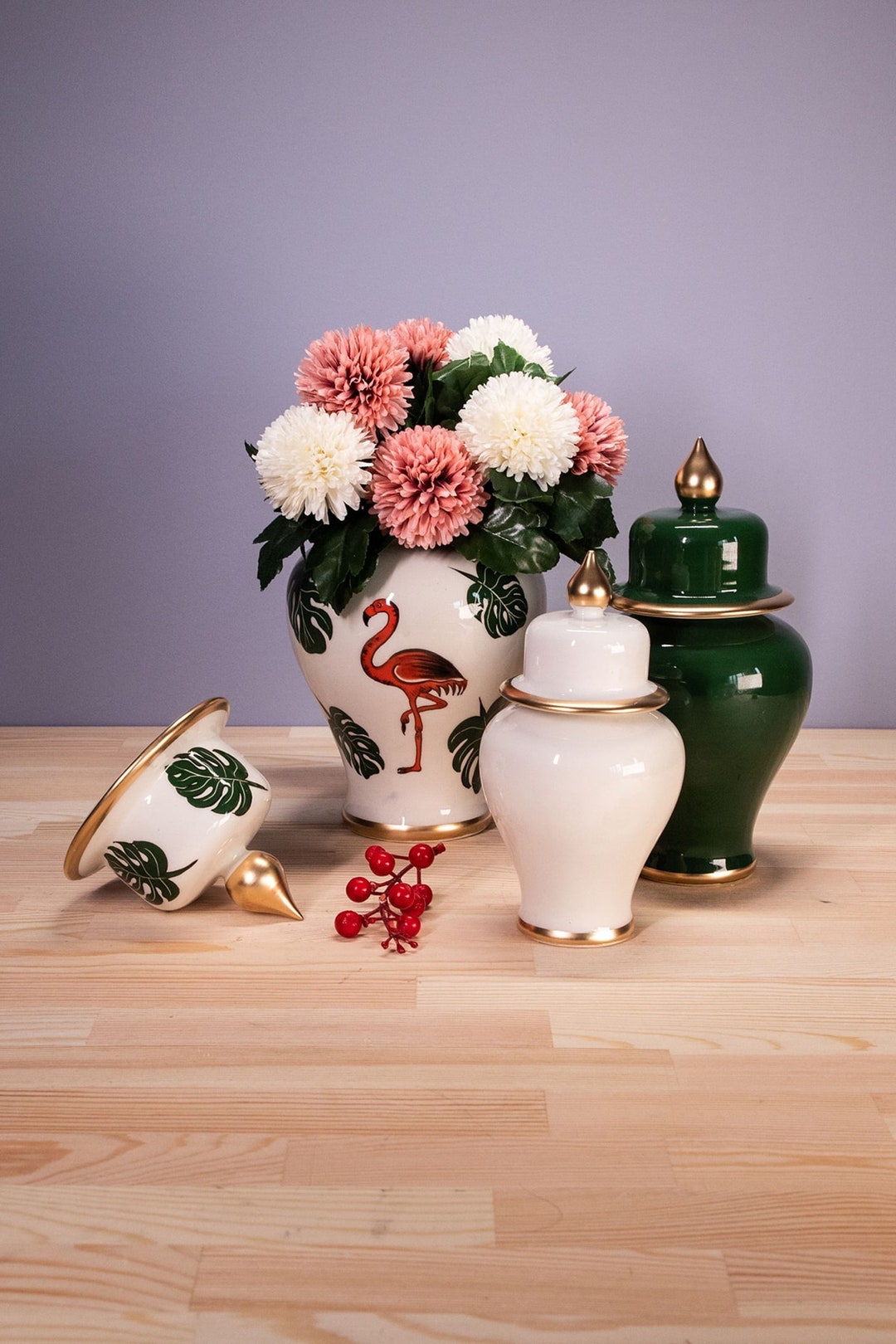 Keramik 3 Stück Vase mit Deckel Set handgemachtes Vasen-Set - Etsy.de