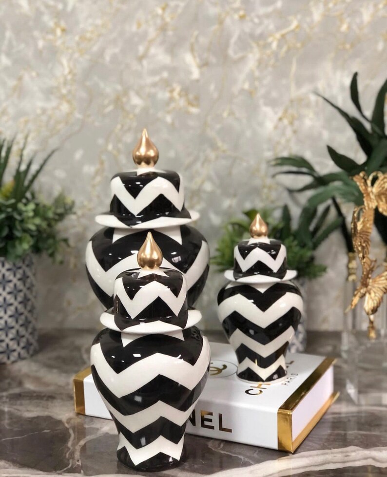 Zebra Ceramic Ginger Jar With Lid Set of 3 Handmade Ceramic - Etsy