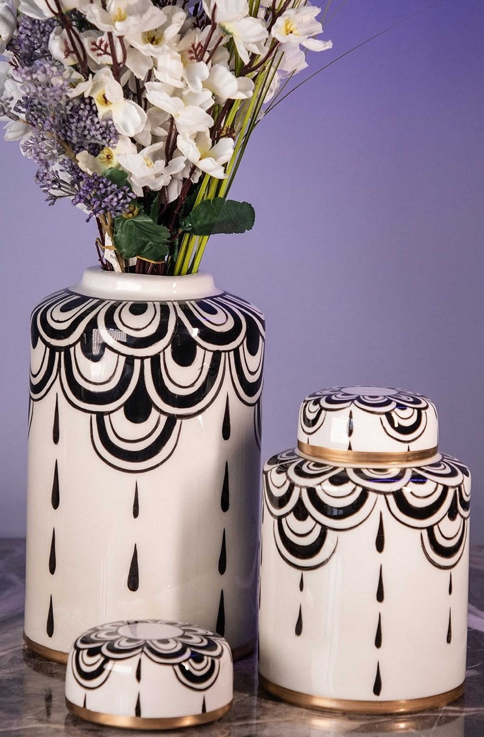Set of 2 Ceramic Cylinder Lid Vases Handmade Special Design - Etsy