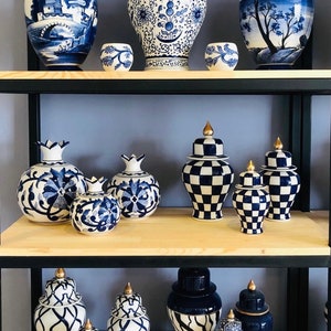 Red Striped Checkered Ceramic Jar With Lid, Set of 3, Handmade Turkish ...