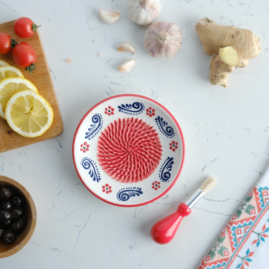 Handmade Ceramic Garlic Grater Plate, Ceramic Grater Plate, Ginger ...