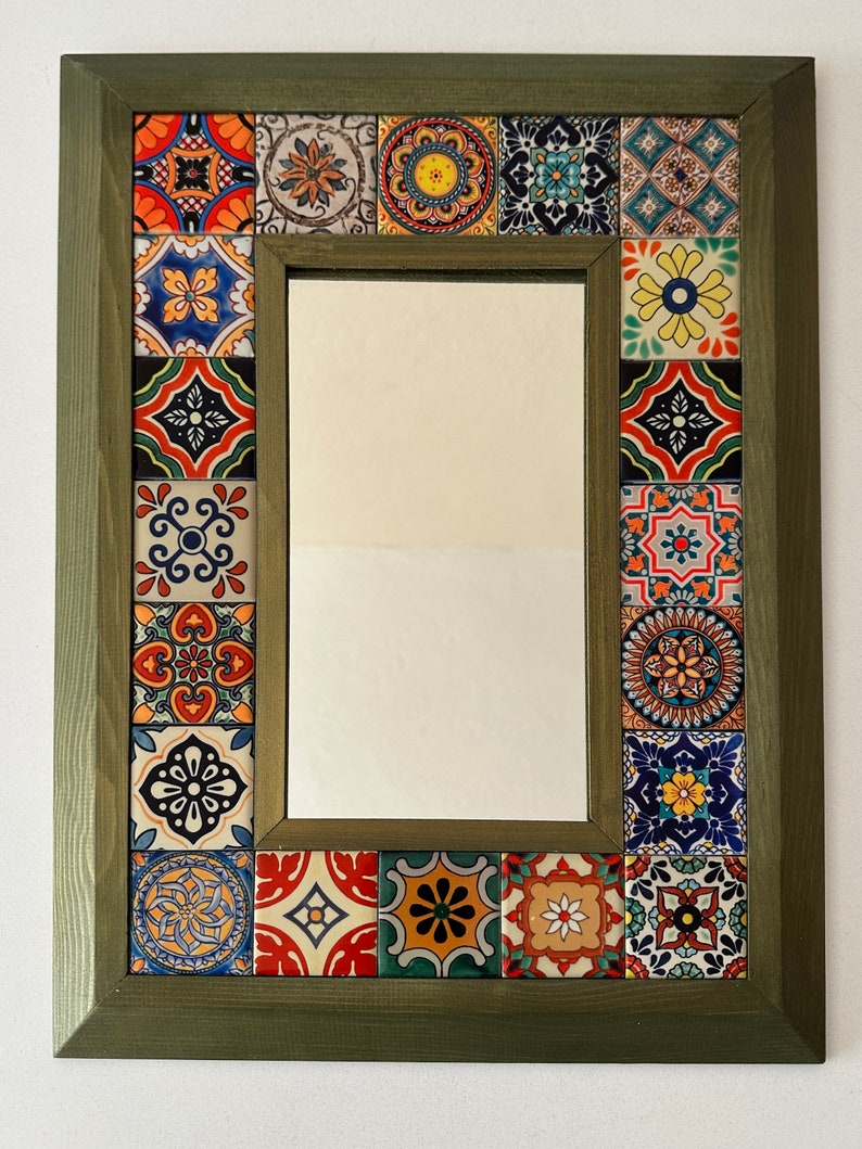 Mexican Tile Framed Mirror Rustic Tile Mirror Home Decor - Etsy