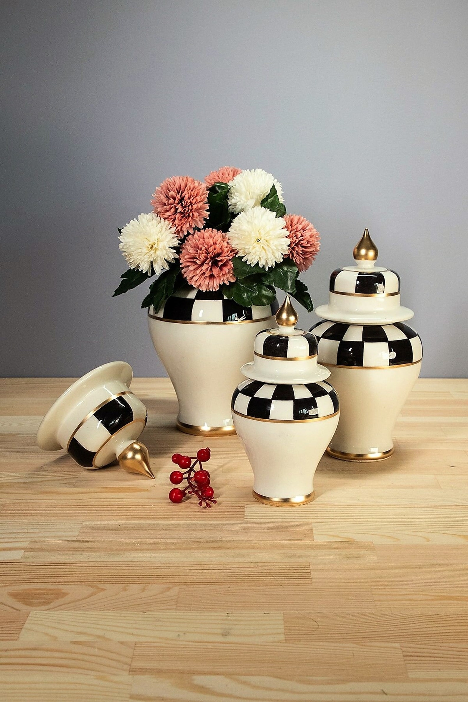 Black and White Checkered Vase Modern Design Ceramic Vase - Etsy