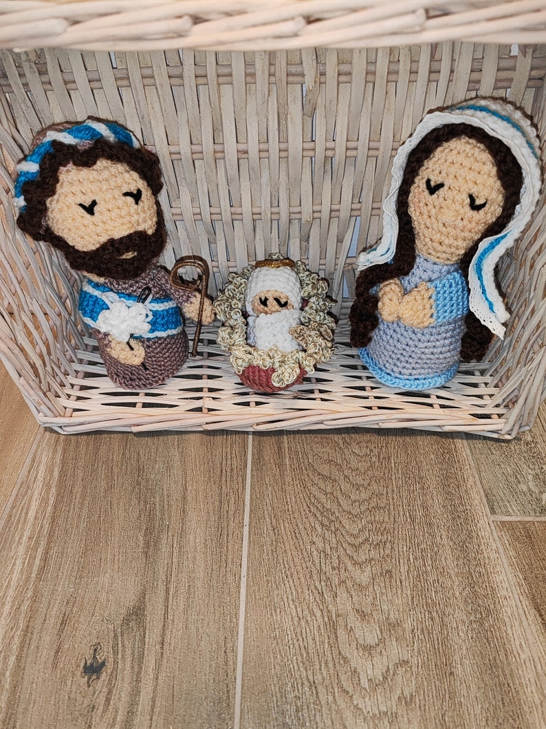 Handmade Crochet Nativity Scene, Crochet Doll of the Holy Family ...