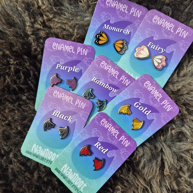 Demon Wing Set - Mini Enamel Pins - Etsy