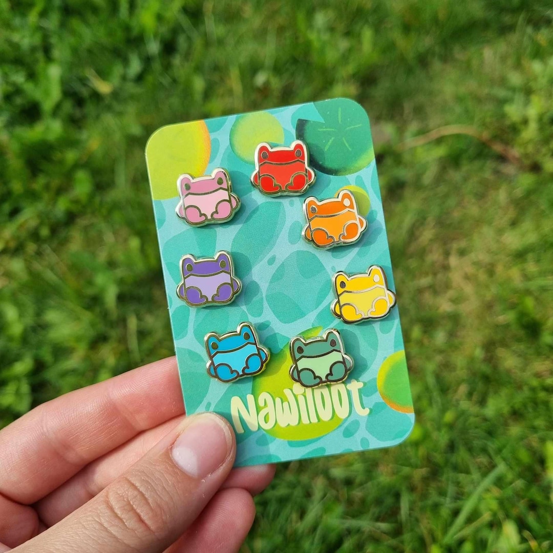 Frog Mini Enamel Pins - Rainbow and Glow in the Dark - Etsy
