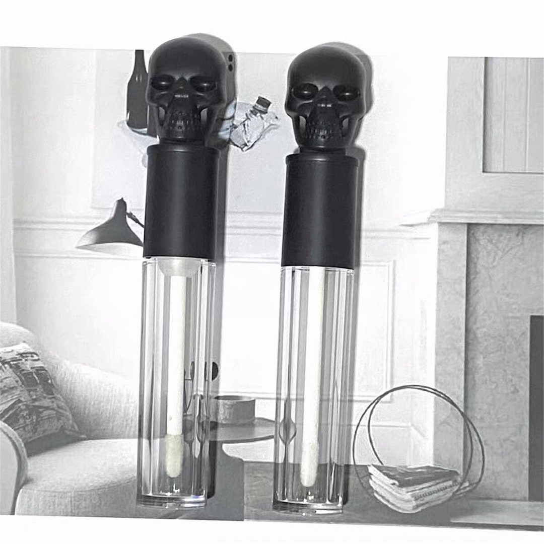 5ML Black Gold and Silver Cap Skull Lip Gloss Tube Empty Tube Lip Glaze ...