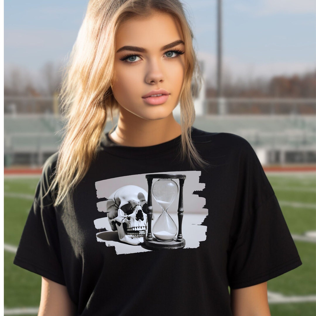 Skull And Hourglass T Shirt Memento Vivere Tee Remember You Must Live Tee Etsy