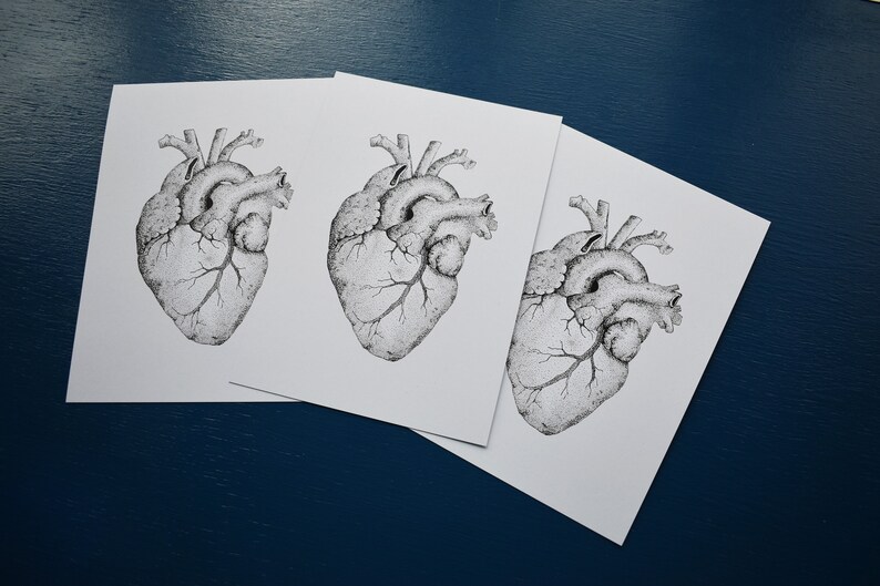 Pointillism Anatomical Heart / A5 Art Print - Etsy