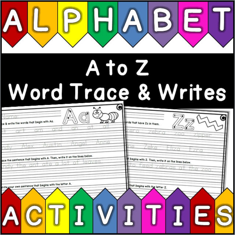 Word Trace and Writes - Alphabet Activities - A to Z Practice (26 Pages ...