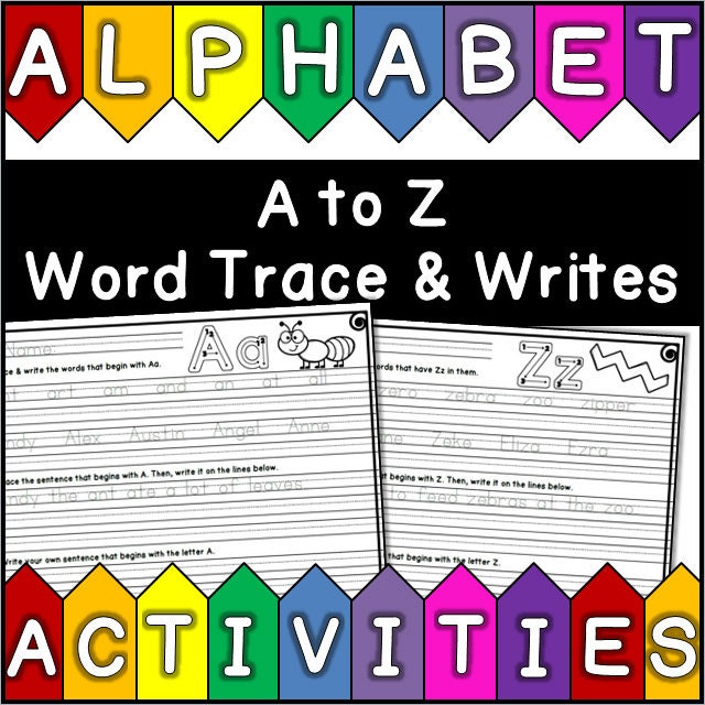 Word Trace and Writes Alphabet Activities A to Z Practice - Etsy