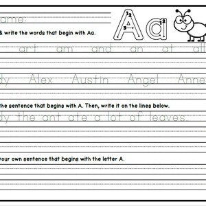 Word Trace and Writes - Alphabet Activities - A to Z Practice (26 Pages ...