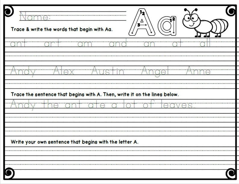 Word Trace and Writes - Alphabet Activities - A to Z Practice (26 Pages ...