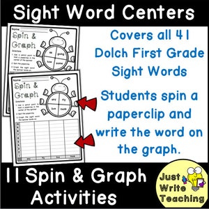 First Grade Sight Word Centers - Spin Graph and Tally - Etsy
