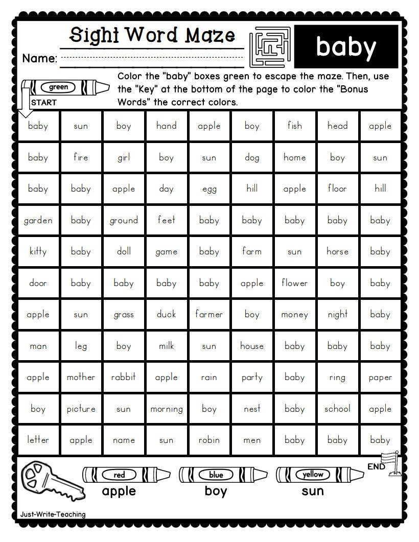 Sight Word Mazes Centers Bundle - Etsy