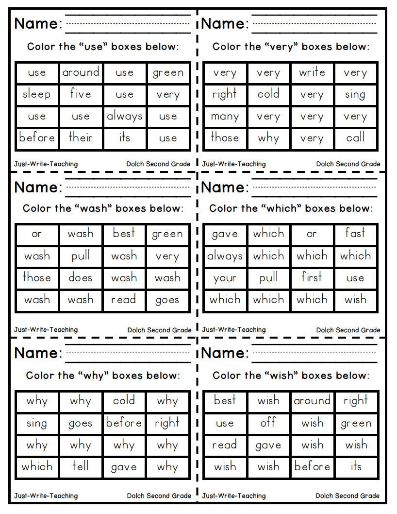 Dolch Second Grade Sight Word Task Cards - Etsy