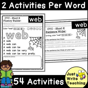 Reading Fluency Builders - CVC Short E - Etsy