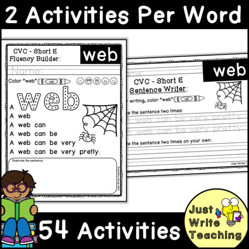 Reading Fluency Builders - CVC Short E - Etsy