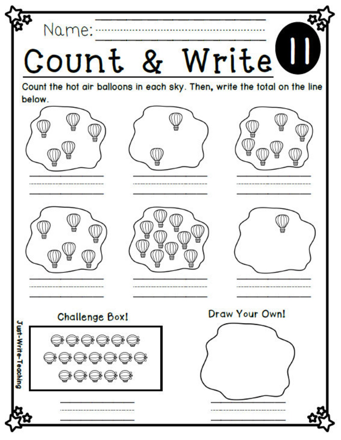 Count and Write Kindergarten Morning Work & Math Centers (20 Days!) - Etsy