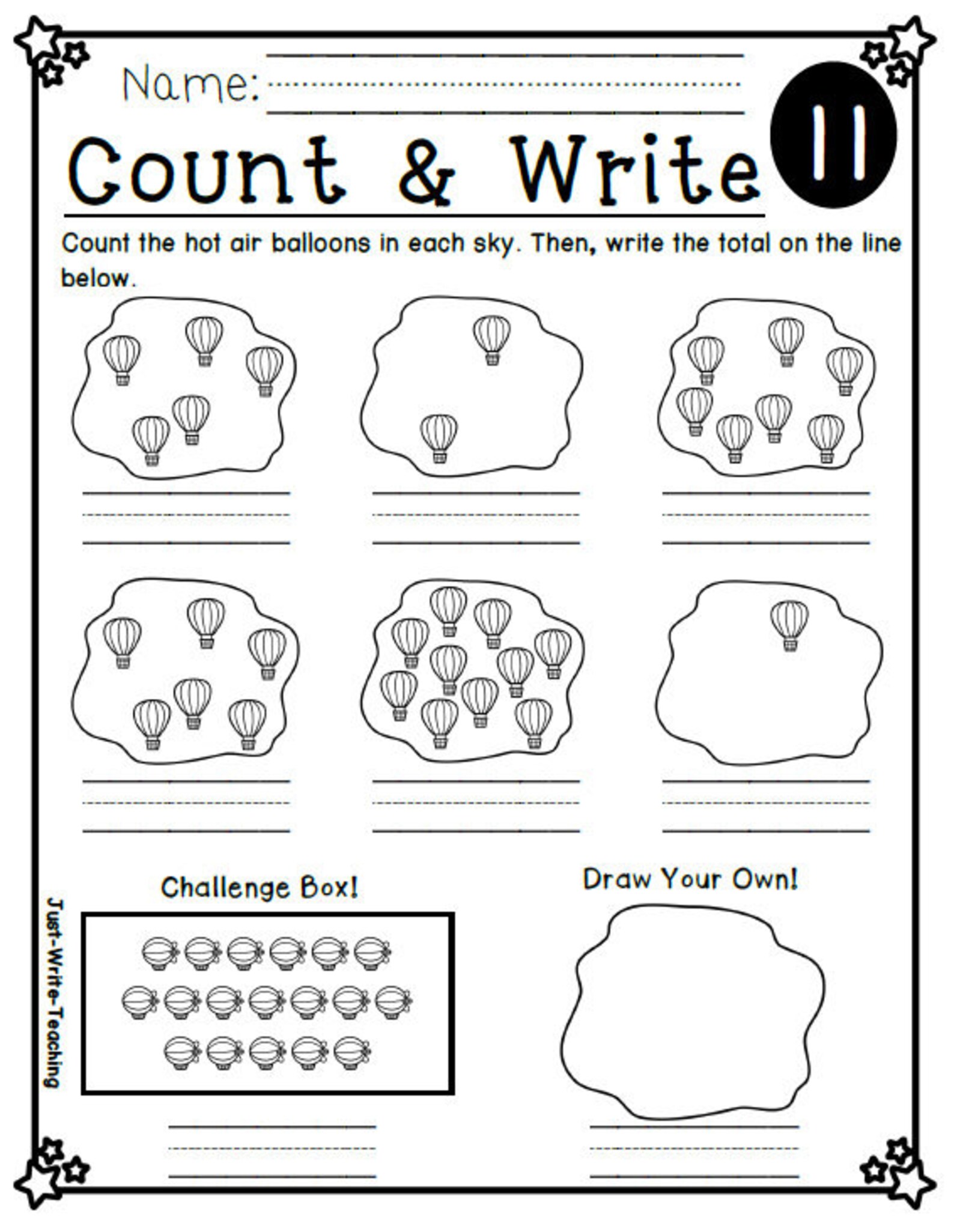 Count and Write Kindergarten Morning Work & Math Centers (20 Days!) - Etsy