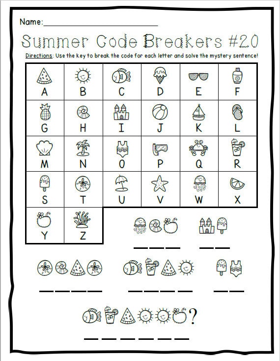 Code Breakers Activity Packet (summer Themed) ELA Practice - Etsy UK