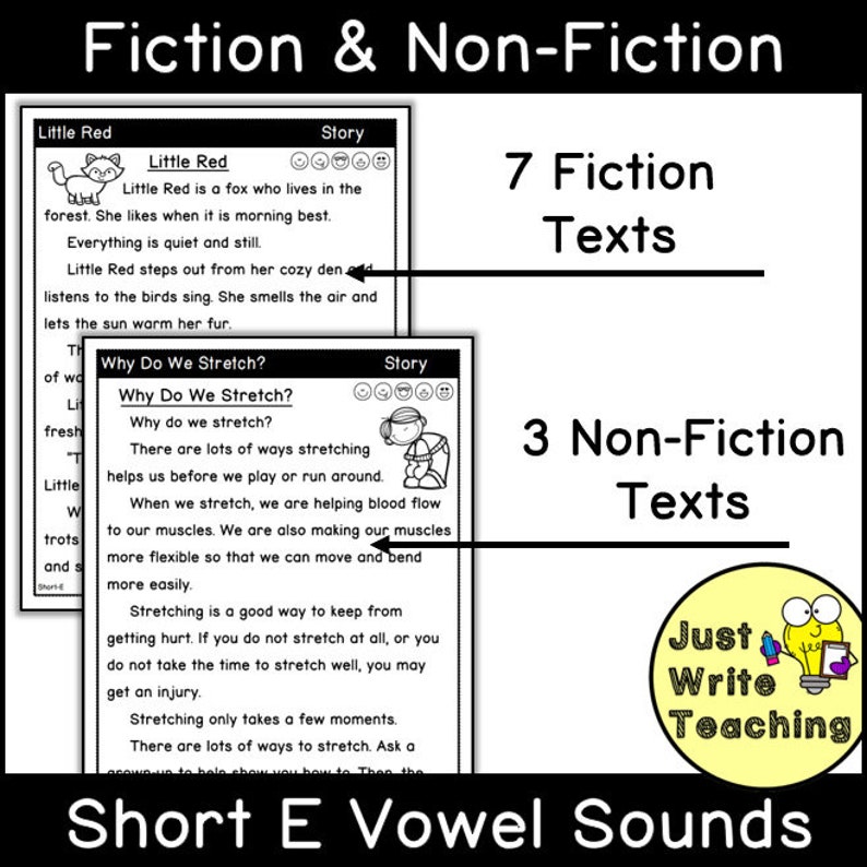 First Grade Reading Comprehension - Short E Texts, Activities, Skills ...